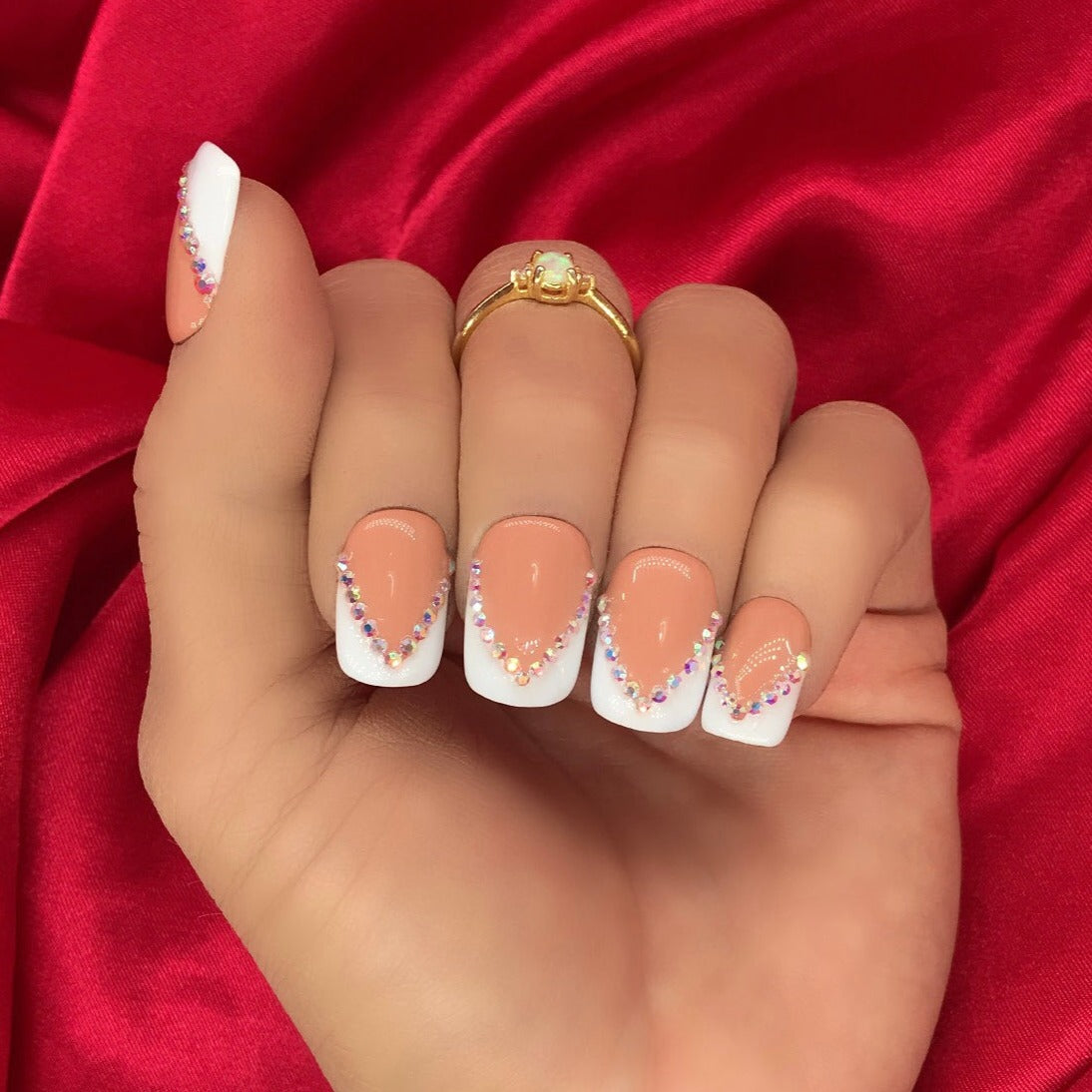 French Tip Nail Designs With Rhinestones